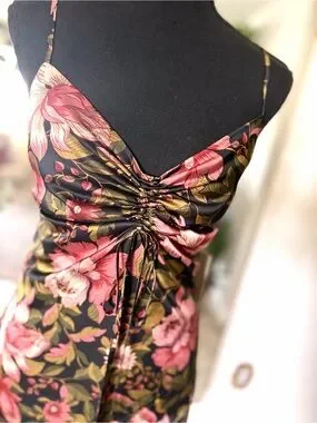 Joie | Dresses | New Joie Moody Botanical Asymmetrical Satin Midi Dress ...